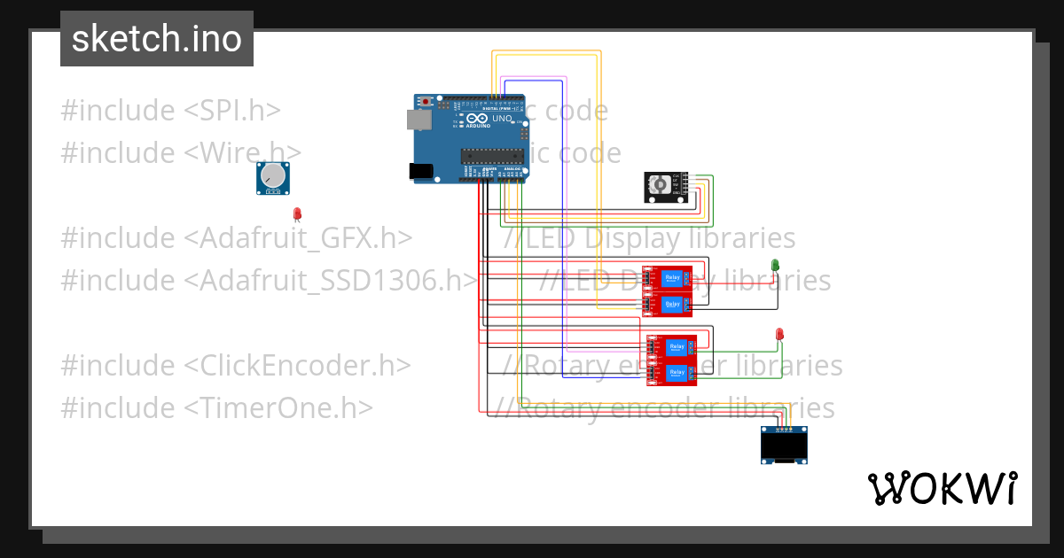 LED+Encoder+display - Wokwi ESP32, STM32, Arduino Simulator