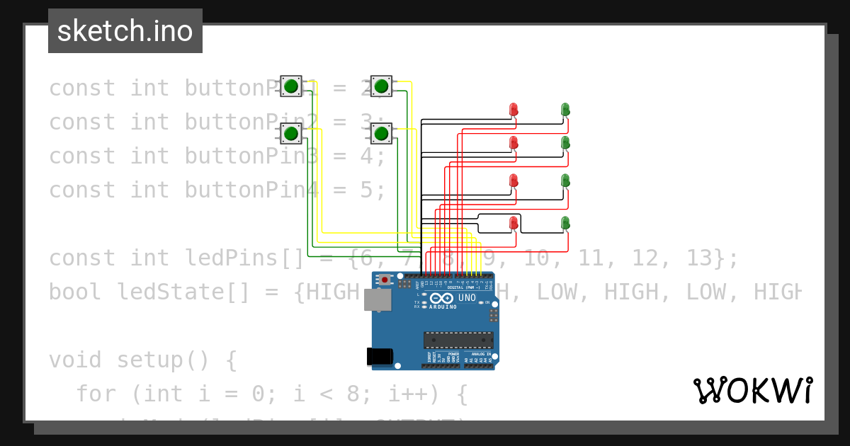 4 Leds Interlock Wokwi Esp32 Stm32 Arduino Simulator