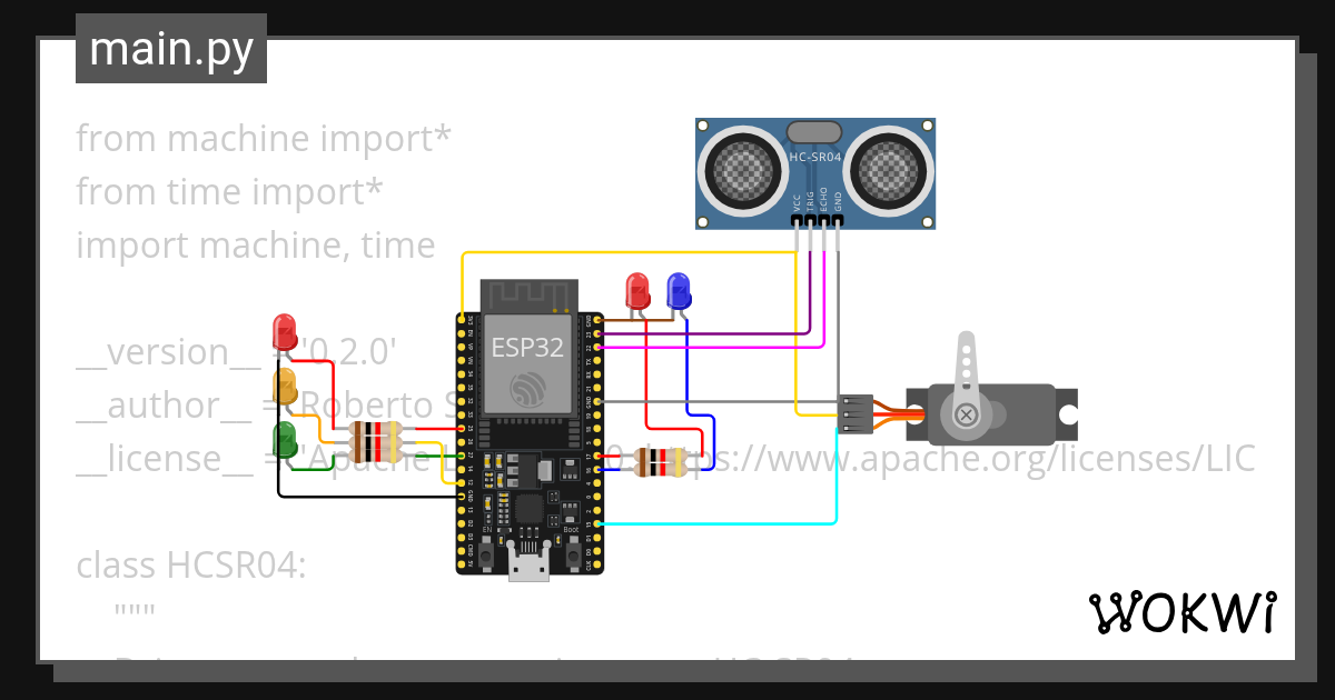 servo et hcs04 - Wokwi ESP32, STM32, Arduino Simulator