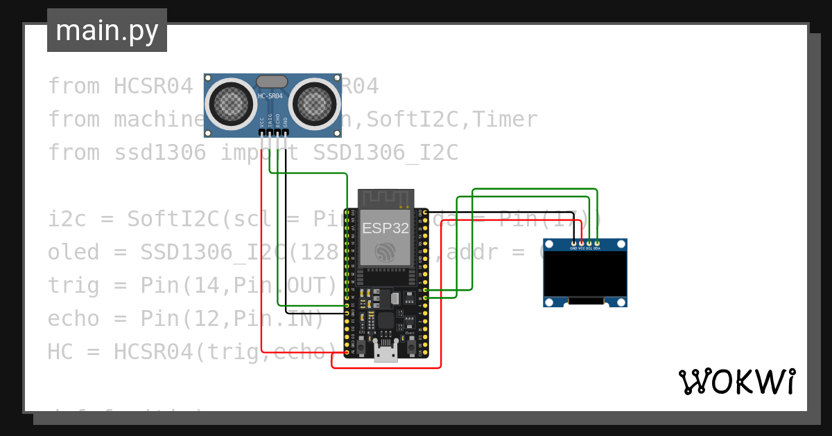 超声波显示屏 Wokwi Esp32 Stm32 Arduino Simulator 8604