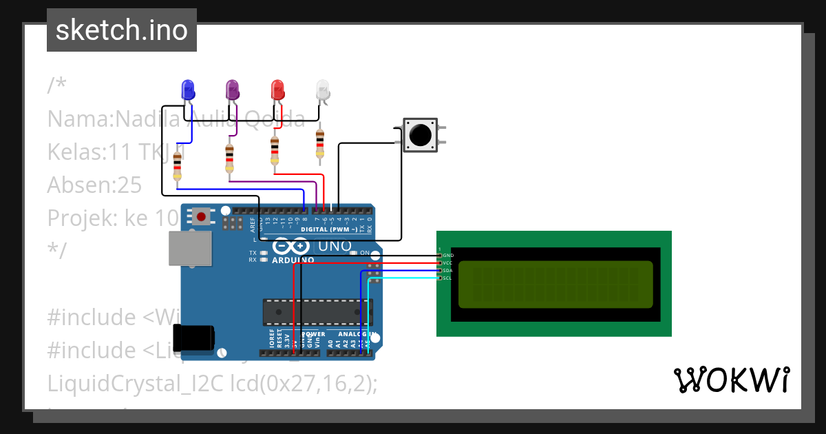 Projek 10 nadila11tkj1 - Wokwi ESP32, STM32, Arduino Simulator