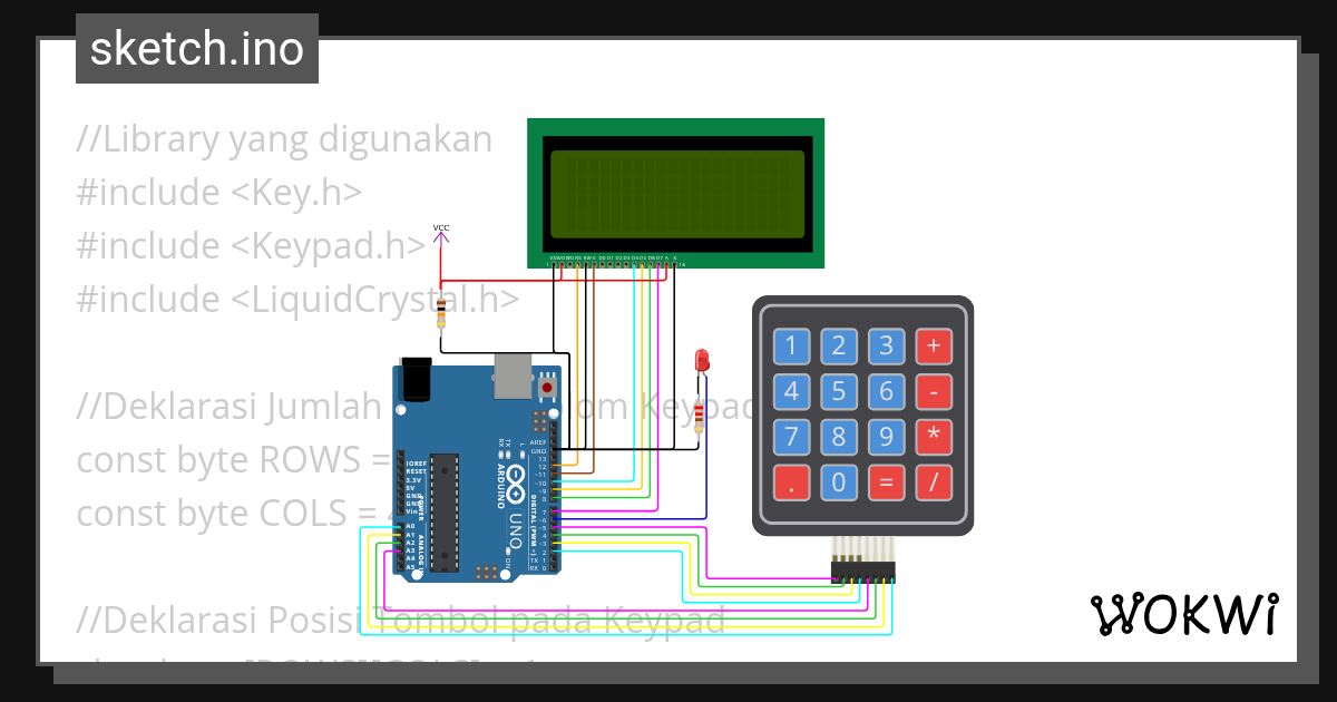 Keypad + LCD - Wokwi ESP32, STM32, Arduino Simulator