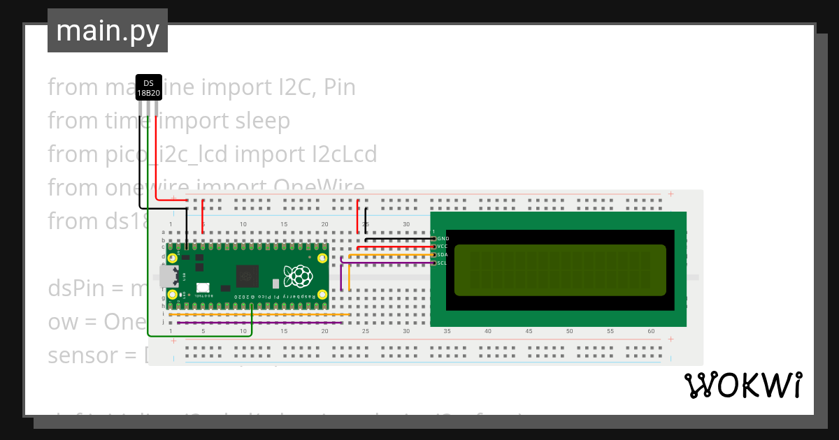 8.5 P2 temperature sensor with LCD - Wokwi ESP32, STM32, Arduino Simulator