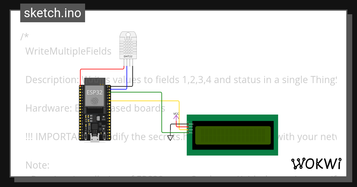 dht22 & lcd - Wokwi ESP32, STM32, Arduino Simulator