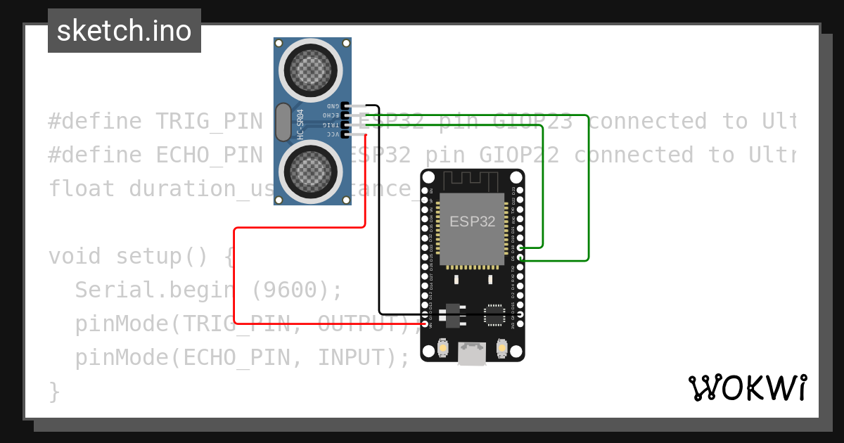 esp32 test ultrasonic sensor Copy - Wokwi ESP32, STM32, Arduino Simulator esp32 test ultrasonic sensor Copy - Wokwi ESP32, STM32, Arduino Simulator