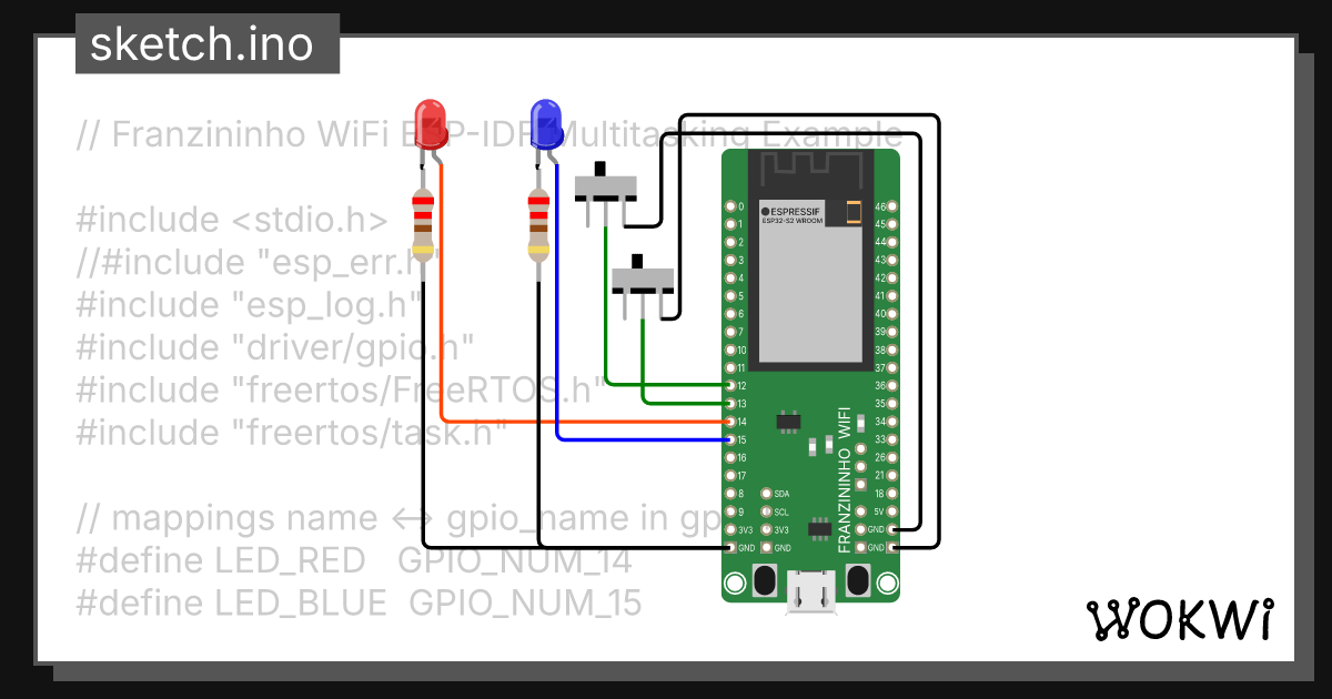 FreeRTOS blinker_v3 - Wokwi ESP32, STM32, Arduino Simulator