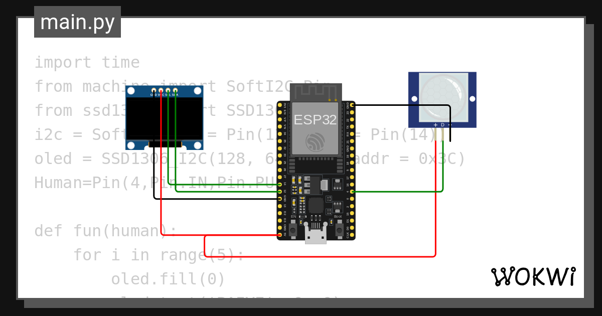 基于人体热感应显示屏 Wokwi Esp32 Stm32 Arduino Simulator