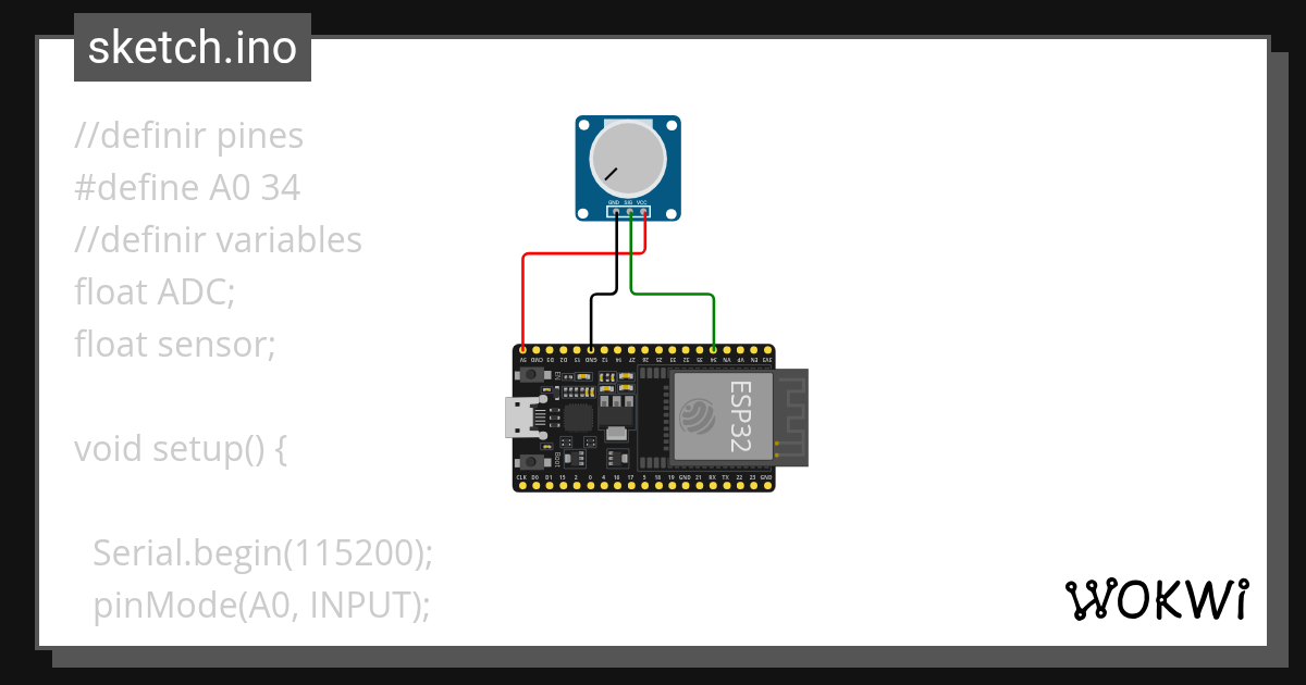 Entrada analoga - Wokwi ESP32, STM32, Arduino Simulator