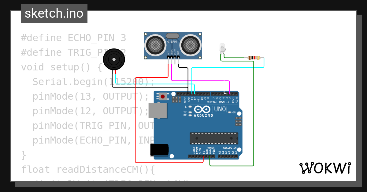Ultrasonic Distancesensor With Buzzer Wokwi Esp32 Stm32 Arduino Simulator