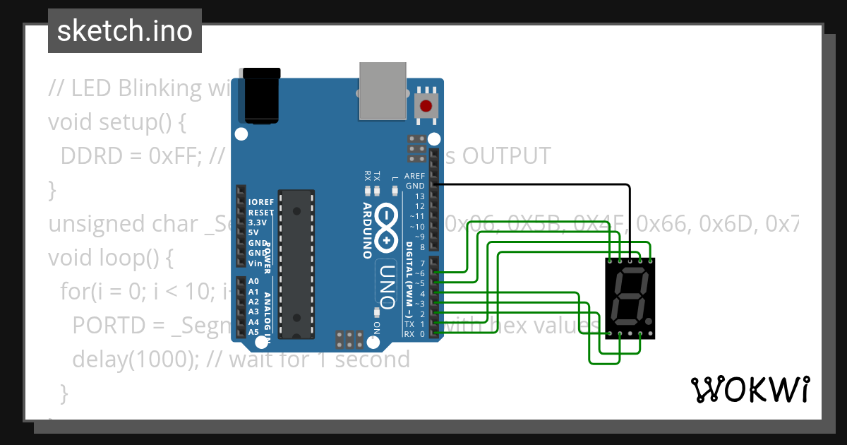 Register_Leve_Seven_Segment - Wokwi ESP32, STM32, Arduino Simulator