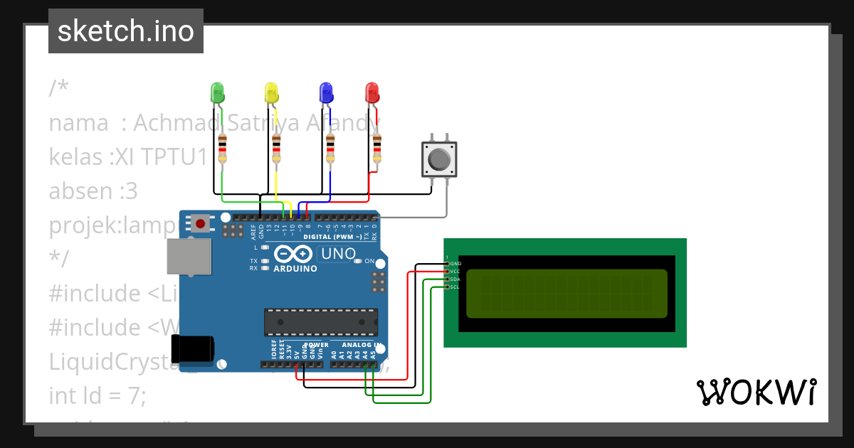 Lampu 4 Lcd Wokwi Esp32 Stm32 Arduino Simulator