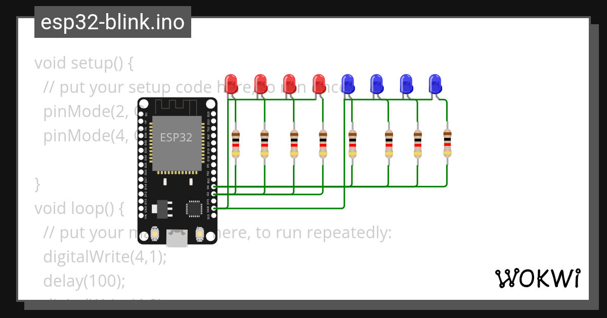 esp32-LED چشمک زن - Wokwi ESP32, STM32, Arduino Simulator