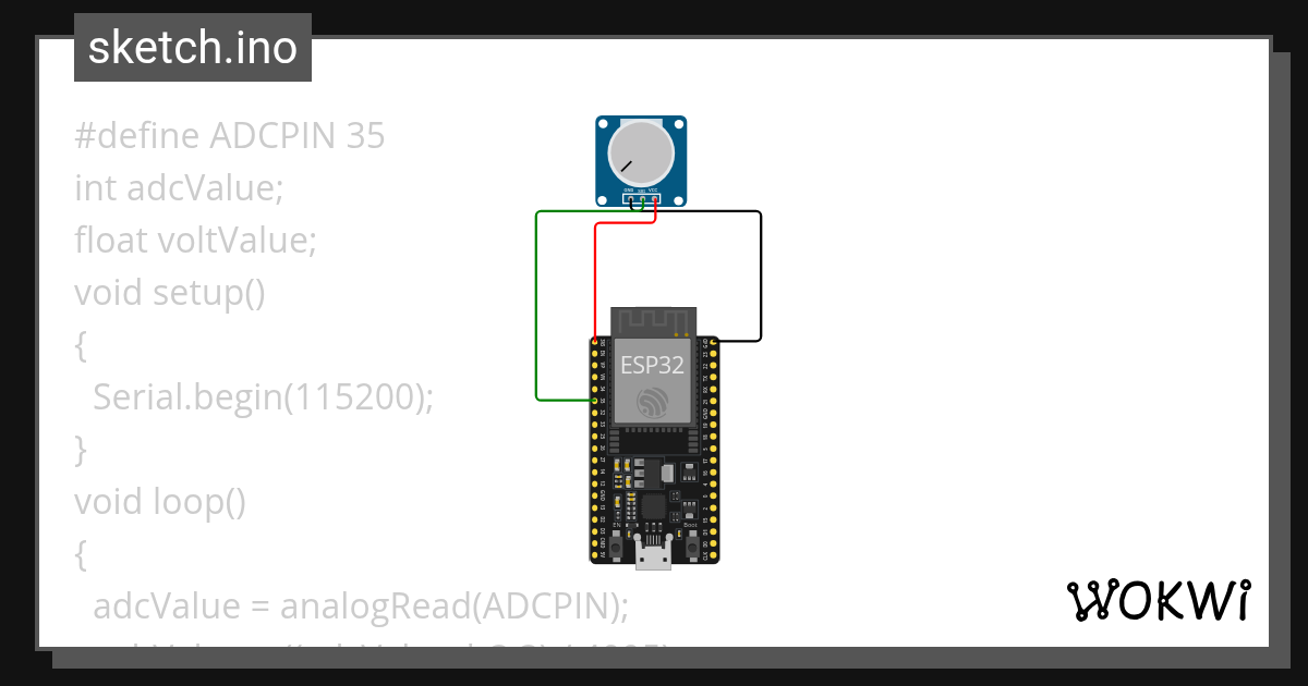 ADC without LED - Wokwi ESP32, STM32, Arduino Simulator