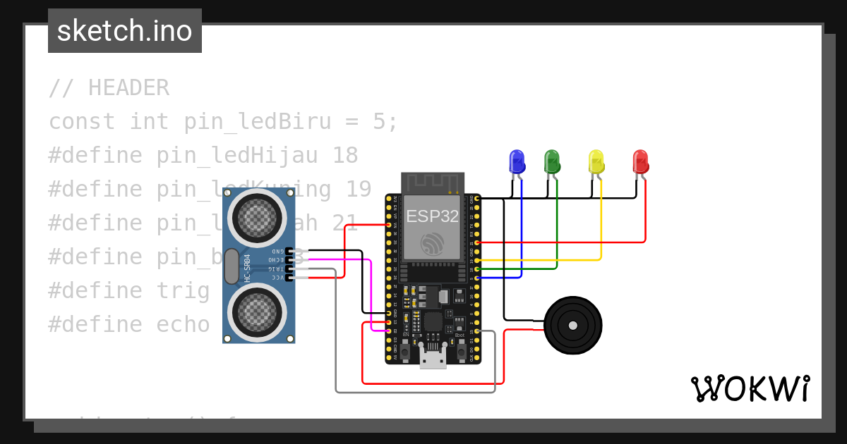 Project 1 Sensor Parkir Wokwi Esp32 Stm32 Arduino Simulator