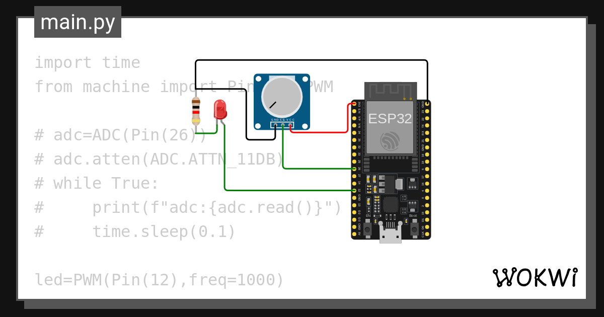 Adc实验 Wokwi Esp32 Stm32 Arduino Simulator 5550