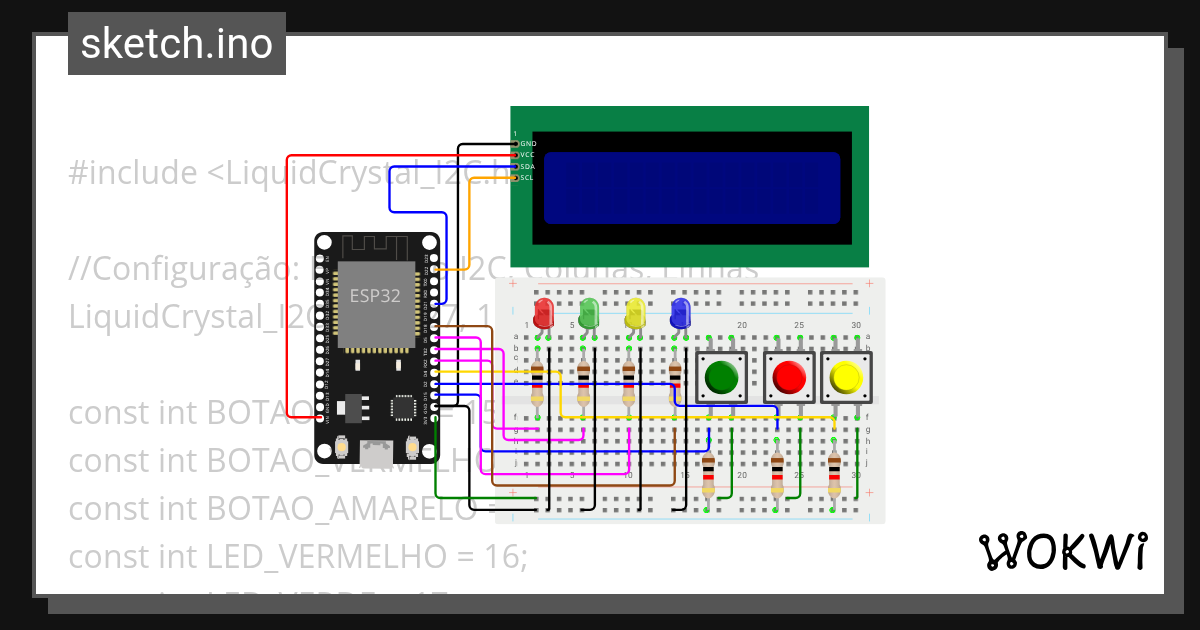 Display LCD I2C - Wokwi ESP32, STM32, Arduino Simulator
