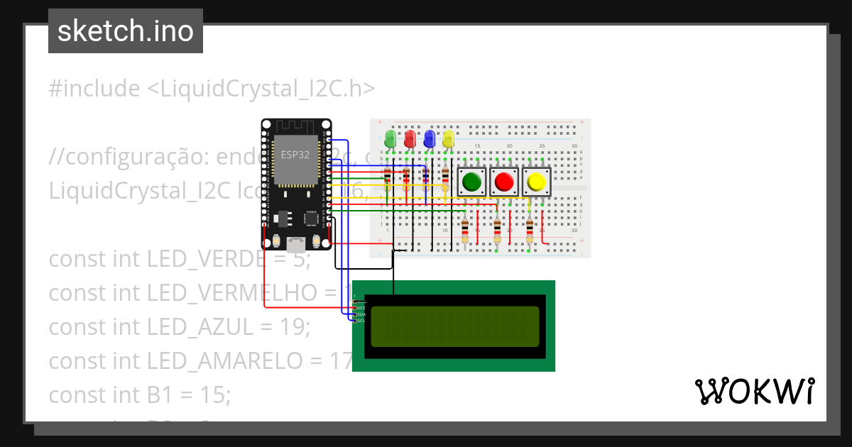 DISPLAY LCD I2C - Wokwi ESP32, STM32, Arduino Simulator