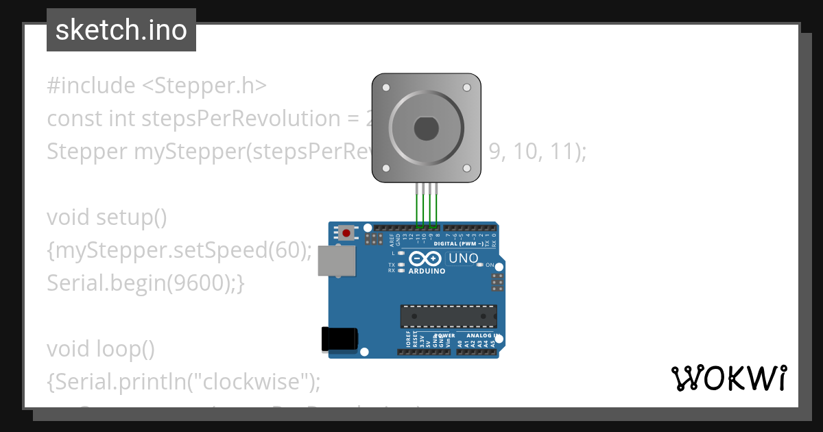 Stepper Motor - Wokwi ESP32, STM32, Arduino Simulator