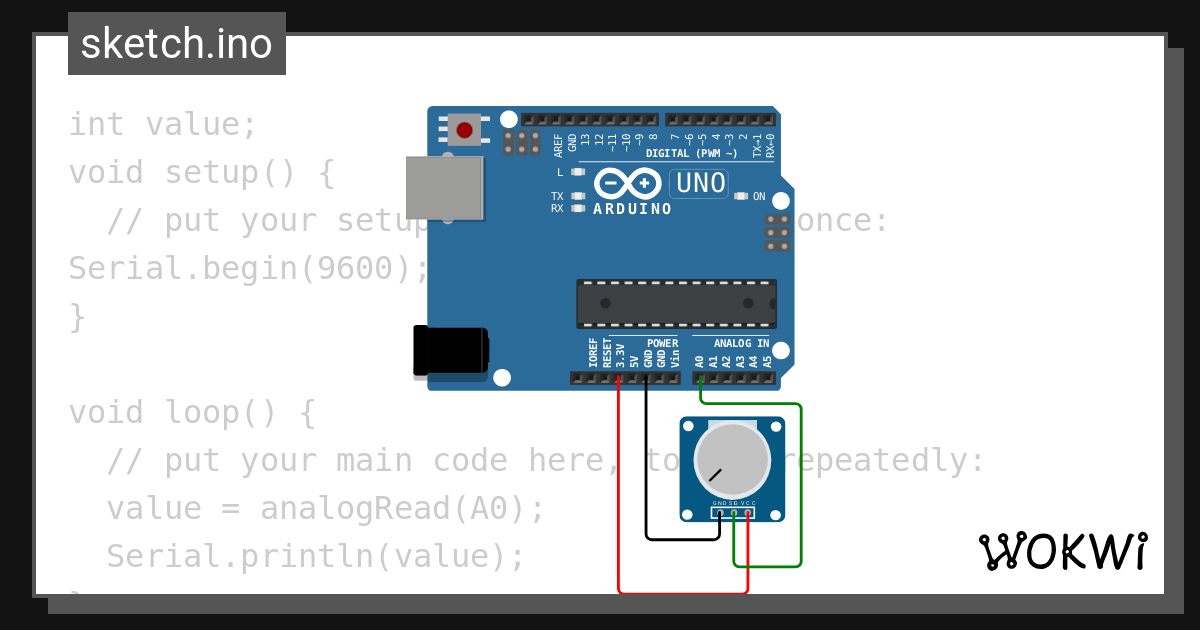 Read Potentiometer Wokwi Esp32 Stm32 Arduino Simulator 9387