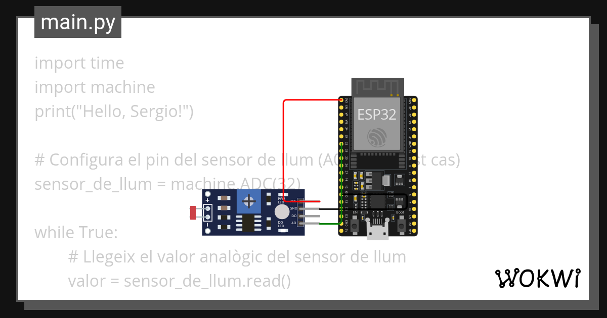 Sensor de luz 3-SG - Wokwi ESP32, STM32, Arduino Simulator