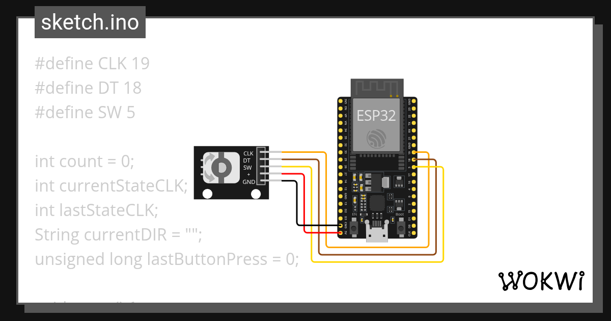 encoder contador - Wokwi ESP32, STM32, Arduino Simulator