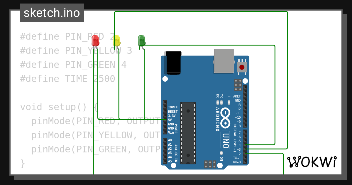 Forgalomirányító Lámpa Wokwi Esp32 Stm32 Arduino Simulator 6180