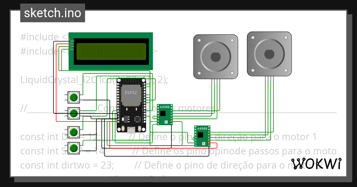 Motor de passos sem blibioteca v2 - Wokwi ESP32, STM32, Arduino Simulator
