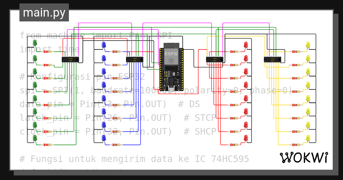 10 Running 32 Led Parallel Wokwi Esp32 Stm32 Arduino Simulator