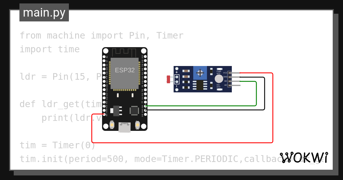 光敏电阻开关量输出 Copy Wokwi Esp32 Stm32 Arduino Simulator 6308