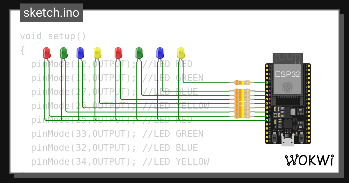 ไฟวิ่ง Wokwi Esp32 Stm32 Arduino Simulator
