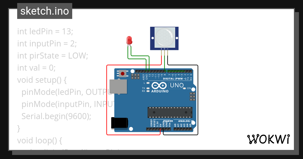 exp8 pir sensor - Wokwi ESP32, STM32, Arduino Simulator