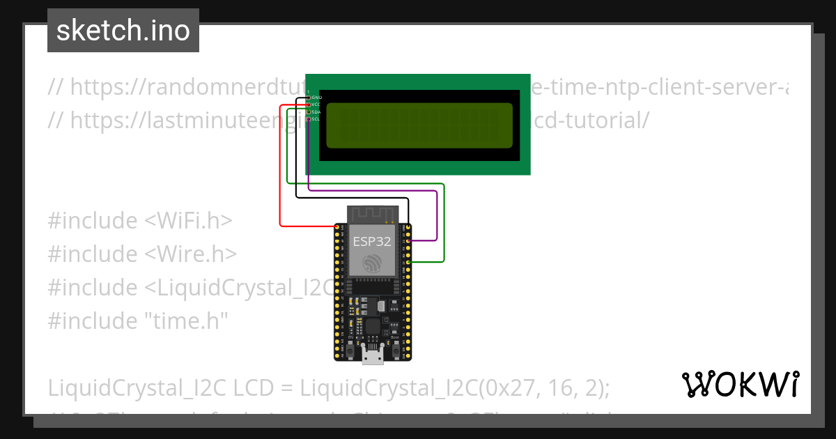lcd_16x2_i2cscan_ntp_time - Wokwi ESP32, STM32, Arduino Simulator