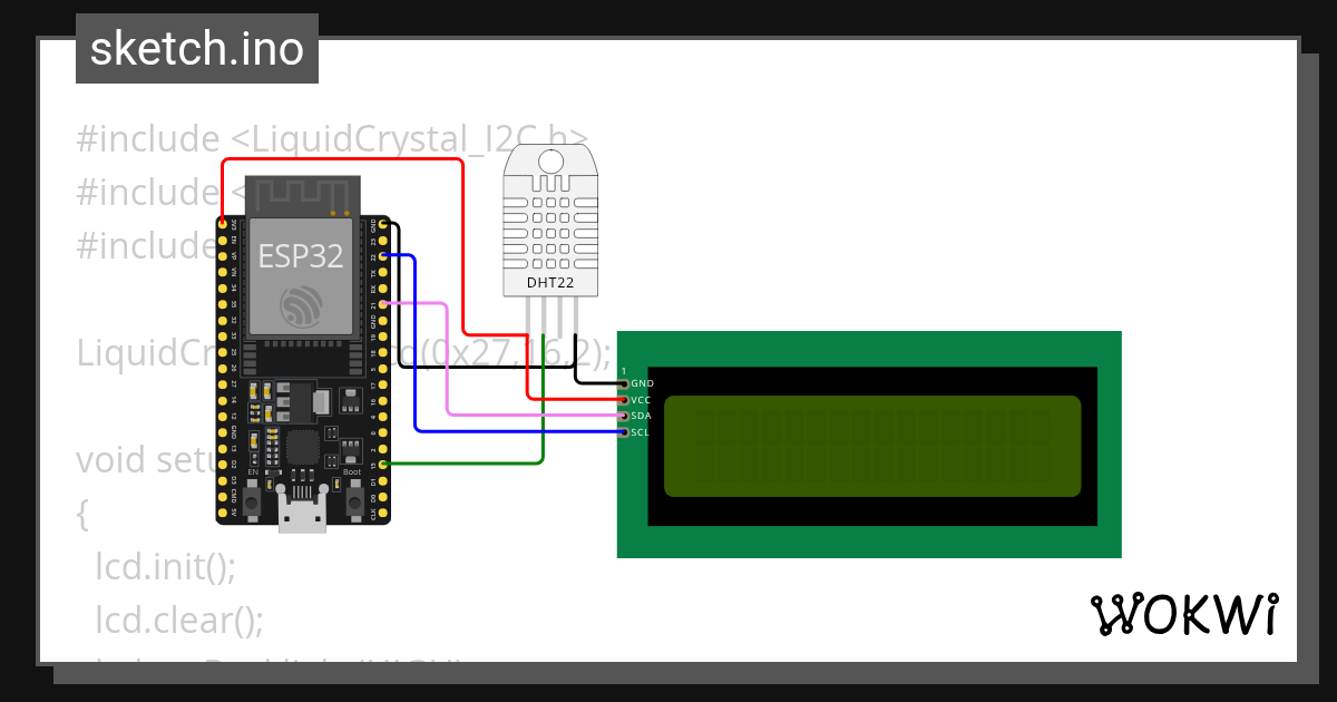 ESP_DHT22_LCD I2C_ Barreira - Wokwi ESP32, STM32, Arduino Simulator ESP_DHT22_LCD I2C_ Barreira - Wokwi ESP32, STM32, Arduino Simulator
