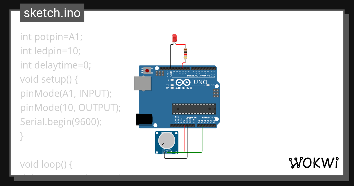 ex7:speed control of brightens and dims led - Wokwi ESP32, STM32, Arduino Simulator