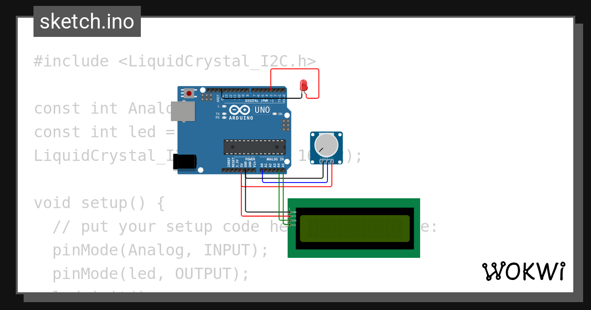 Potensiometer Led Red Wokwi Esp32 Stm32 Arduino Simulator 2004