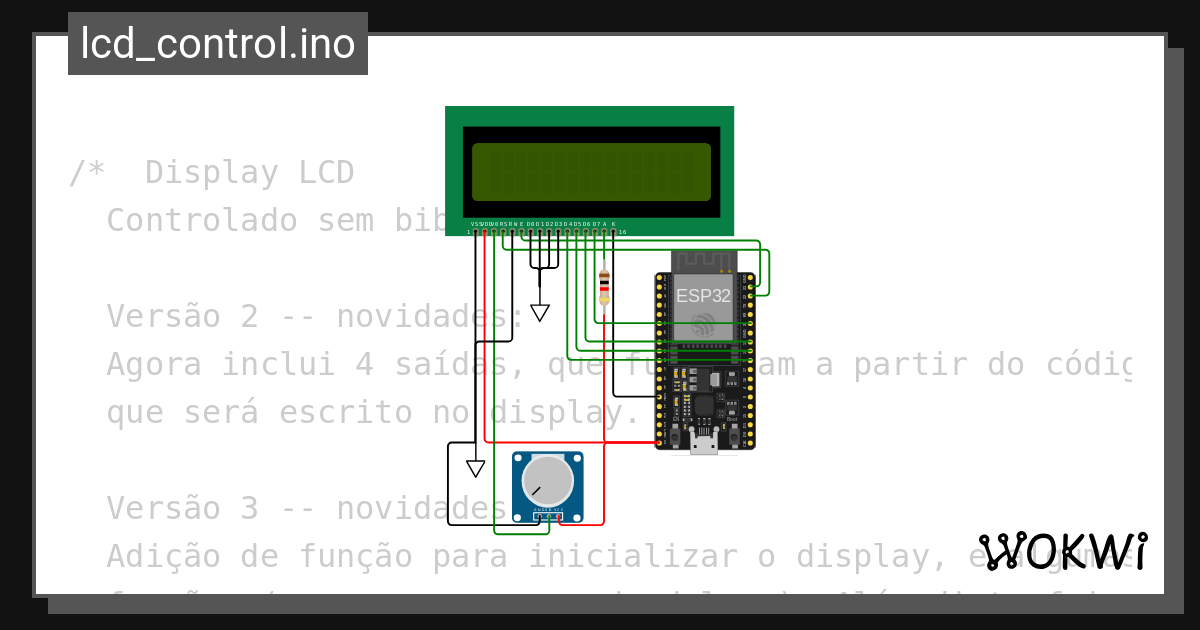 Teste Display Lcd Esp32 Sem Lib V4 Wokwi Esp32 Stm32 Arduino Simulator 0010
