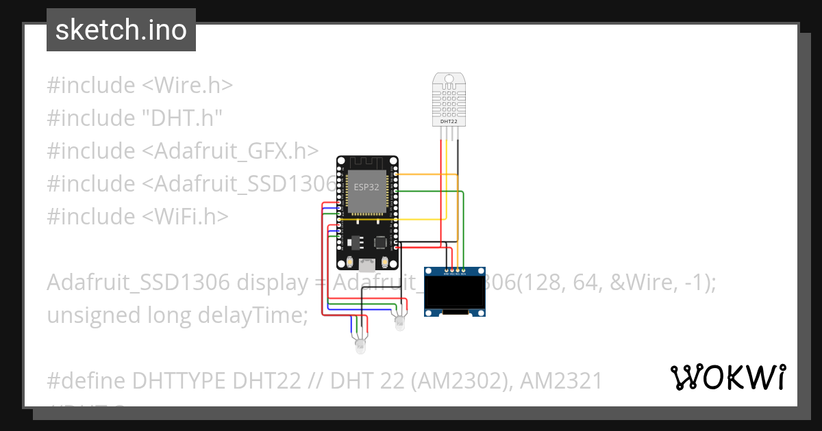 DHT22 OLED ESP32 Copy (2) - Wokwi ESP32, STM32, Arduino Simulator