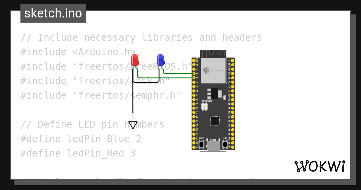 Semaphorequeue Alternate Led Wokwi Esp32 Stm32 Arduino Simulator 2196