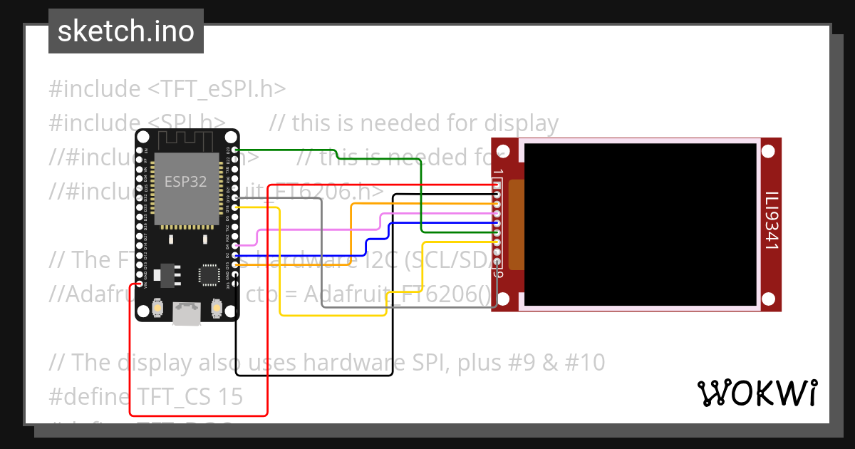 esp32 TFT - Wokwi ESP32, STM32, Arduino Simulator