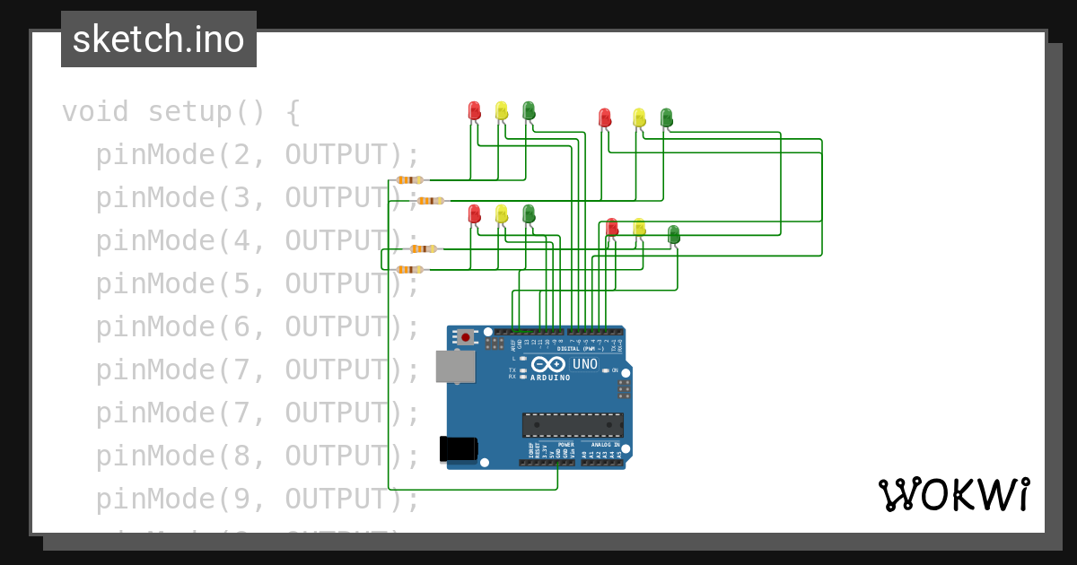 Lampu Merah 4 Simpang Wokwi Esp32 Stm32 Arduino Simulator 0400