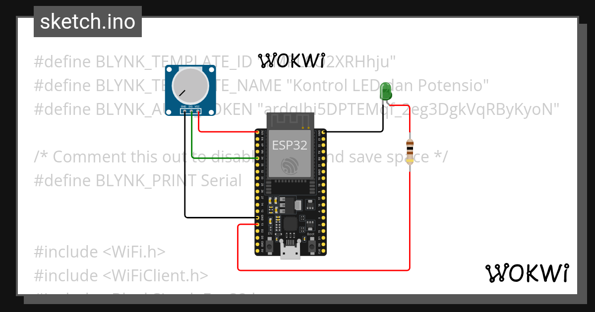 Kontrol LED dan Potensio - Wokwi ESP32, STM32, Arduino Simulator