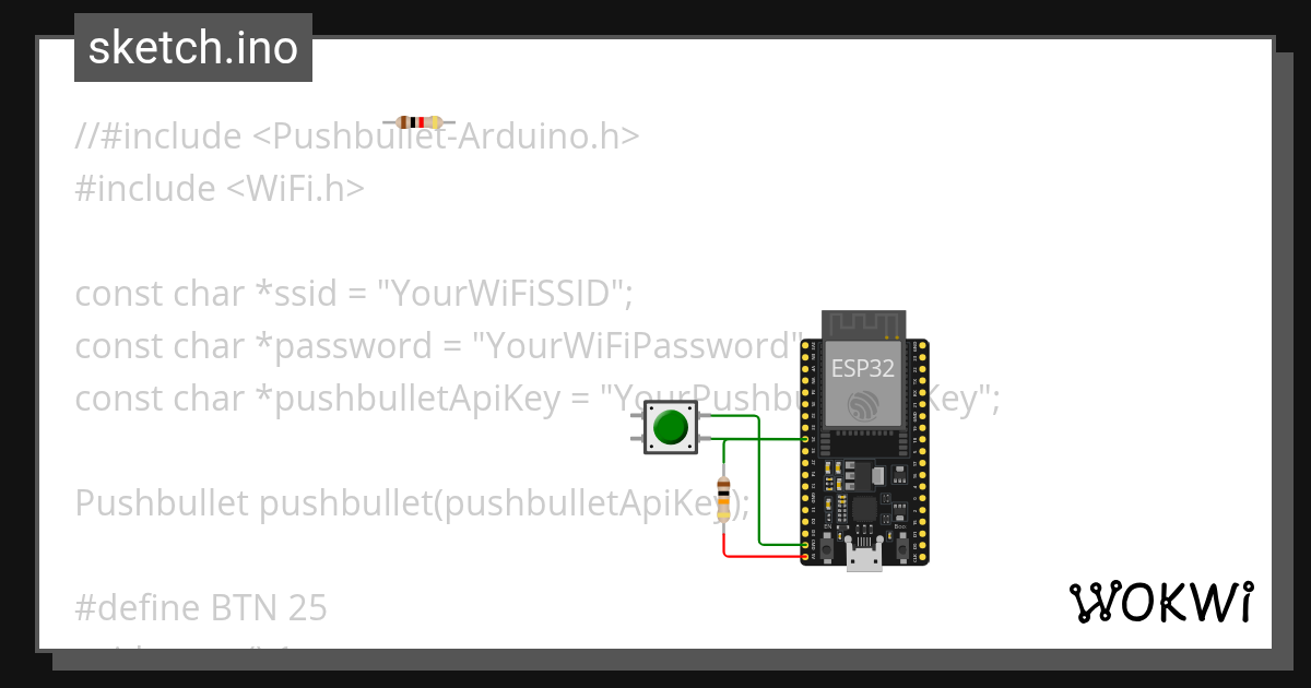 PUSHBULLET - Wokwi ESP32, STM32, Arduino Simulator