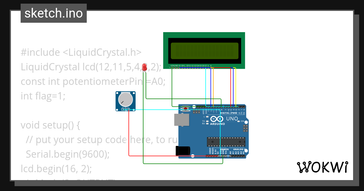 potentiometer lcd Counter - Wokwi ESP32, STM32, Arduino Simulator
