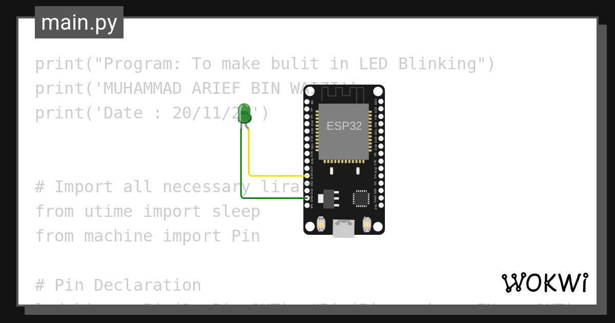 Extenal Led Blinking Wokwi Esp32 Stm32 Arduino Simulator 4143