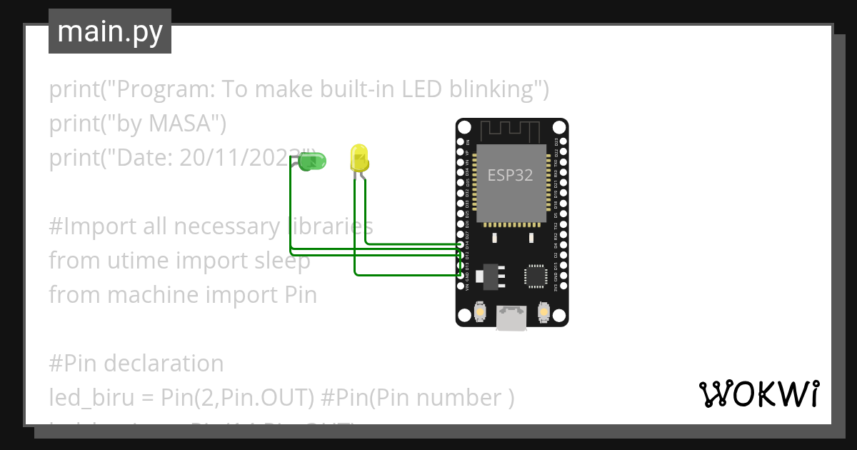 External Led Blinking 2 Wokwi Esp32 Stm32 Arduino Simulator