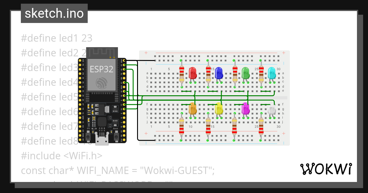 Pjoject Kontrol Led - Wokwi ESP32, STM32, Arduino Simulator