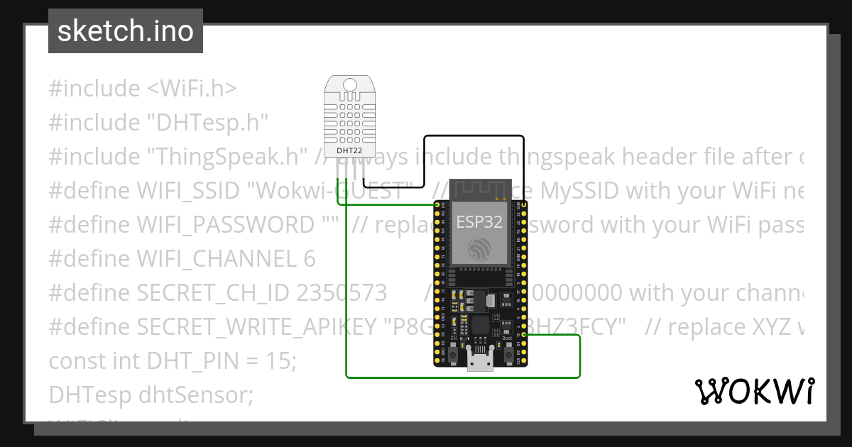 WiFi ThingSpeak - Wokwi ESP32, STM32, Arduino Simulator