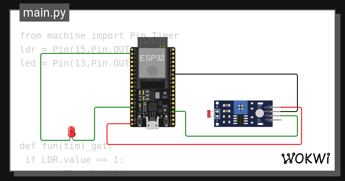 光敏电阻设计图 Wokwi Esp32 Stm32 Arduino Simulator 3664