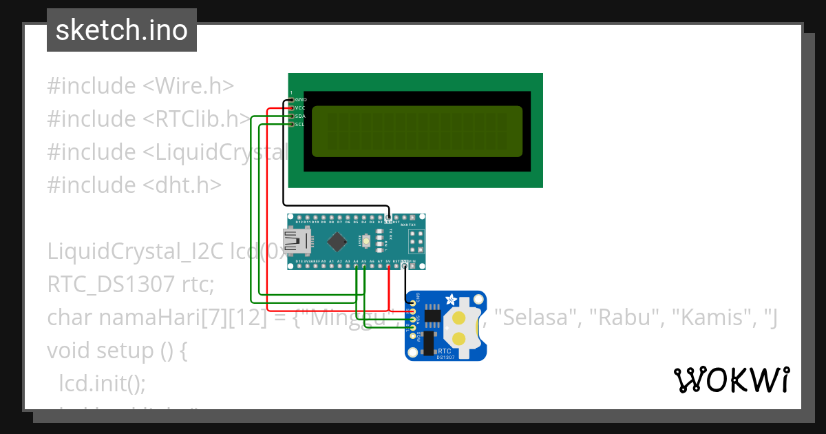 RTC +LCD (20-11-2023) - Wokwi ESP32, STM32, Arduino Simulator