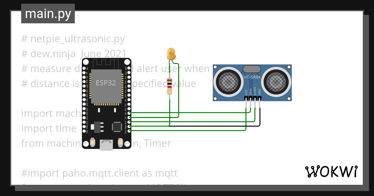 netpie_ultrasonic Copy - Wokwi ESP32, STM32, Arduino Simulator